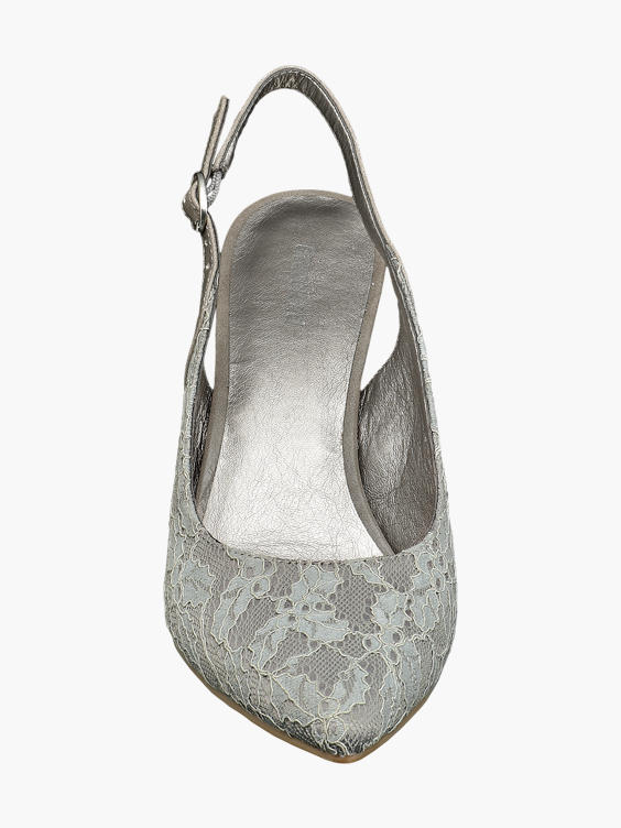 (Graceland) Grey Lace Slingback Heels in Grey | DEICHMANN