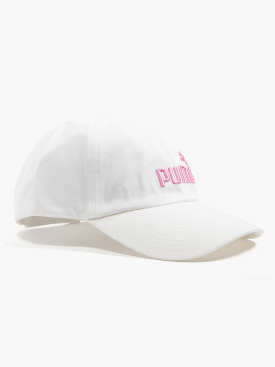 (Puma) Puma Essentials Pink Logo Cap in White | DEICHMANN