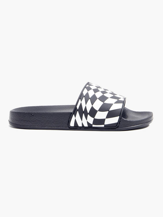 (Memphis One) Junior Boys Checkered Slides in Black | DEICHMANN