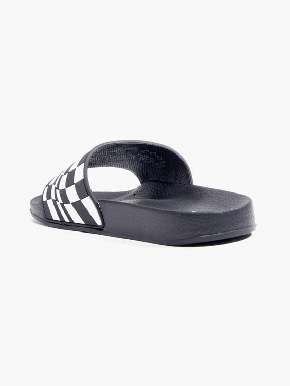 (Memphis One) Junior Boys Checkered Slides in Black | DEICHMANN
